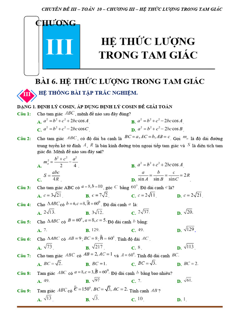 003.06.2 Toan-10 B6 C3 He-Thuc-Luong-Trong-Tam-Giac Trac-Nghiem de ...