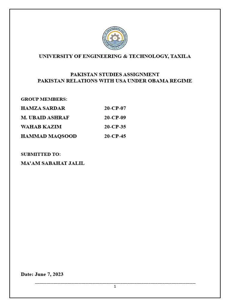 PS Assignment 20-CP-7,9,35,45 | PDF | Pakistan | Presidency Of Barack Obama