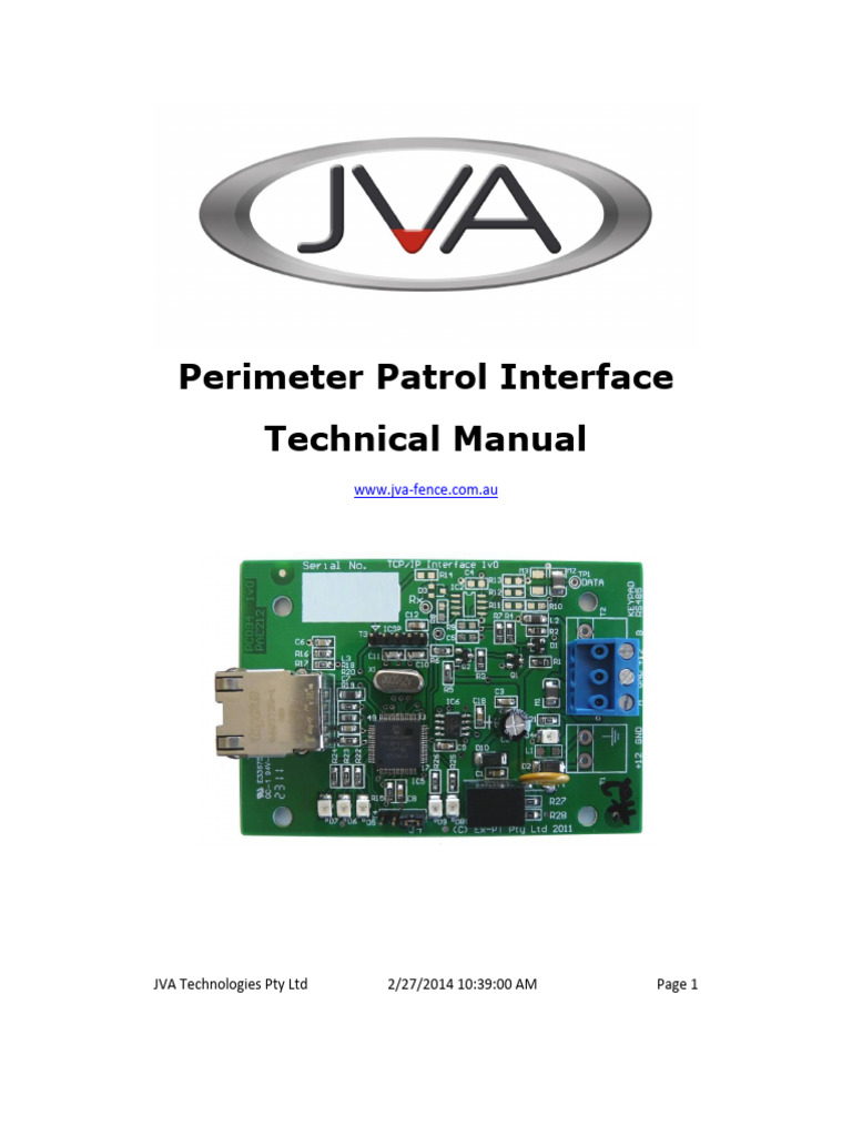 JVA PAE212 Perimeter Patrol Interface Manual | PDF | Local Area Network ...