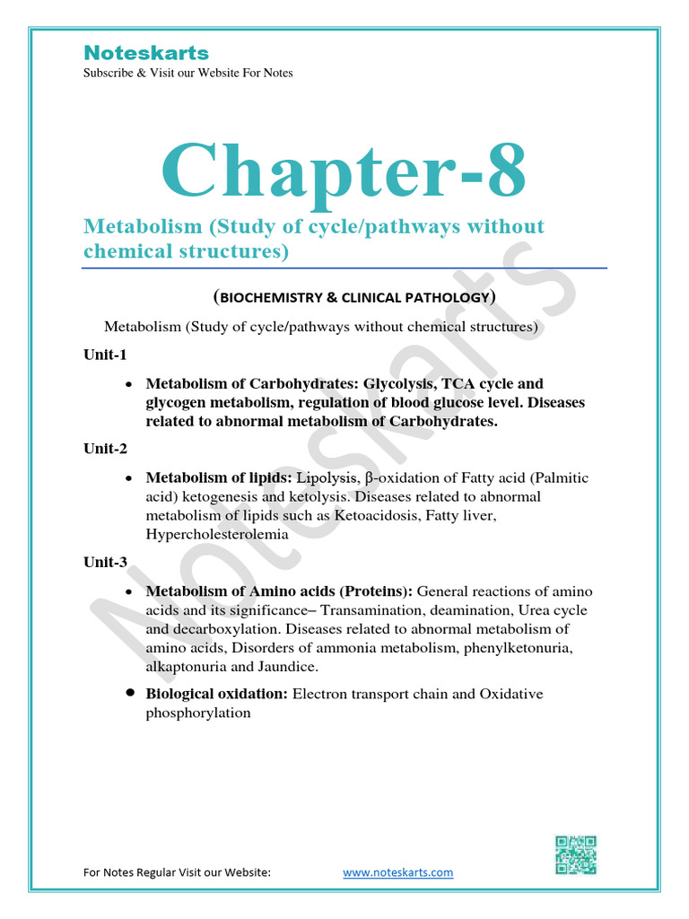 Chapter 8 Biochemistry and Clinical Pathology Complete Notes by ...