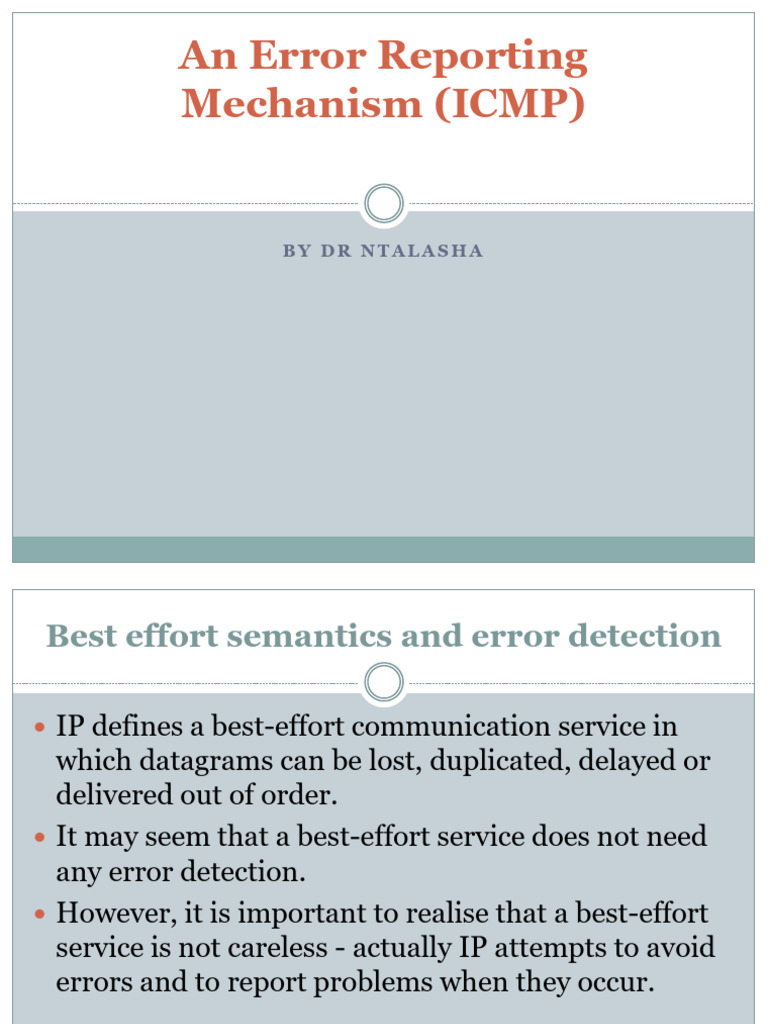 An Error Reporting Mechanism (ICMP) | PDF | Internet Protocols | Network Layer Protocols