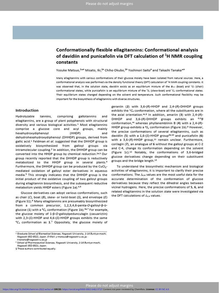 Conformationally Flexible Ellagitannins Conformational Analysis of Davidiin and Punicafolin Via ...