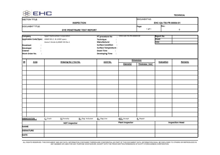 Dye Penetrant Test Report | Download Free PDF | Applied And ...