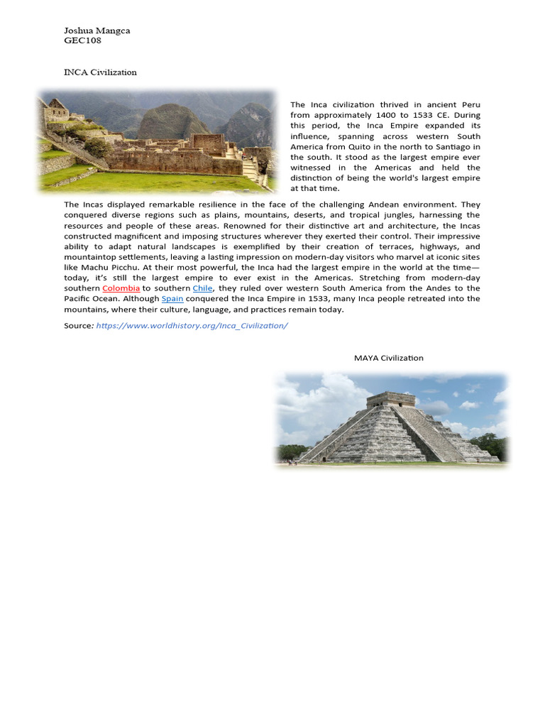 INCA Civilization | PDF