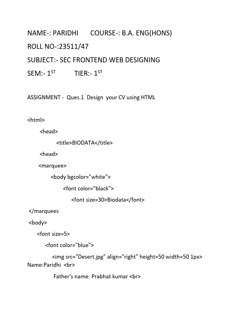 Name - Course - Roll No | PDF | Internet | Web Development