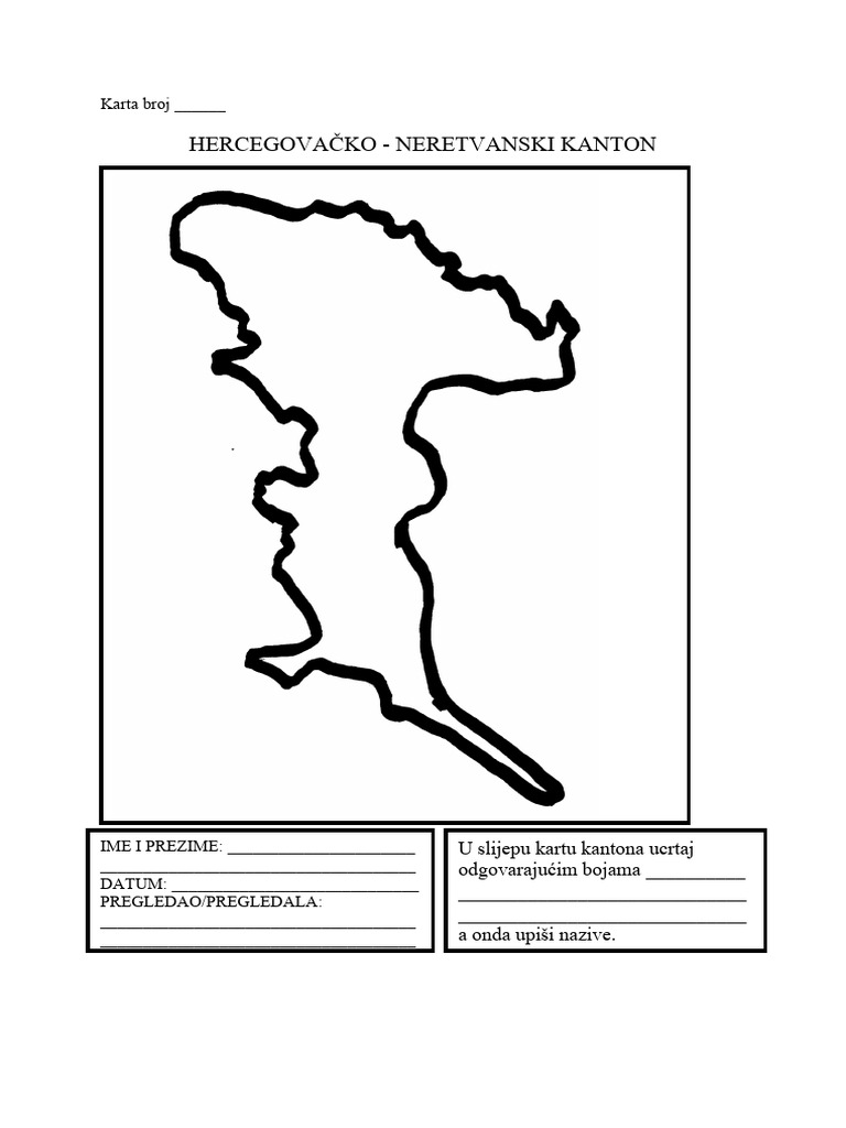 Slijepa Karta Hercegovačko - Neretvanski Kanton | PDF