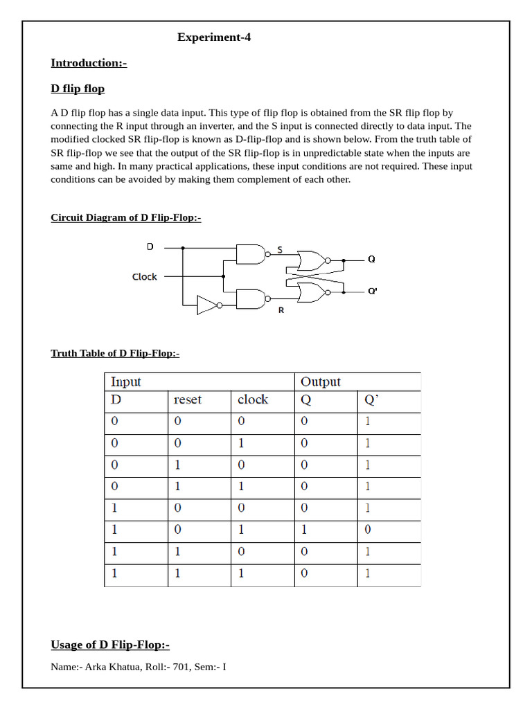 D Flip Flop | PDF | Digital Technology | Information And Communications Technology