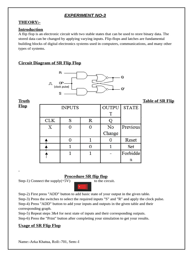 SR Flip Flop | PDF | Electronic Engineering | Electrical Engineering