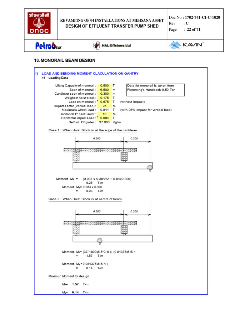 Mono Rail Beams Design | PDF | Beam (Structure) | Bending