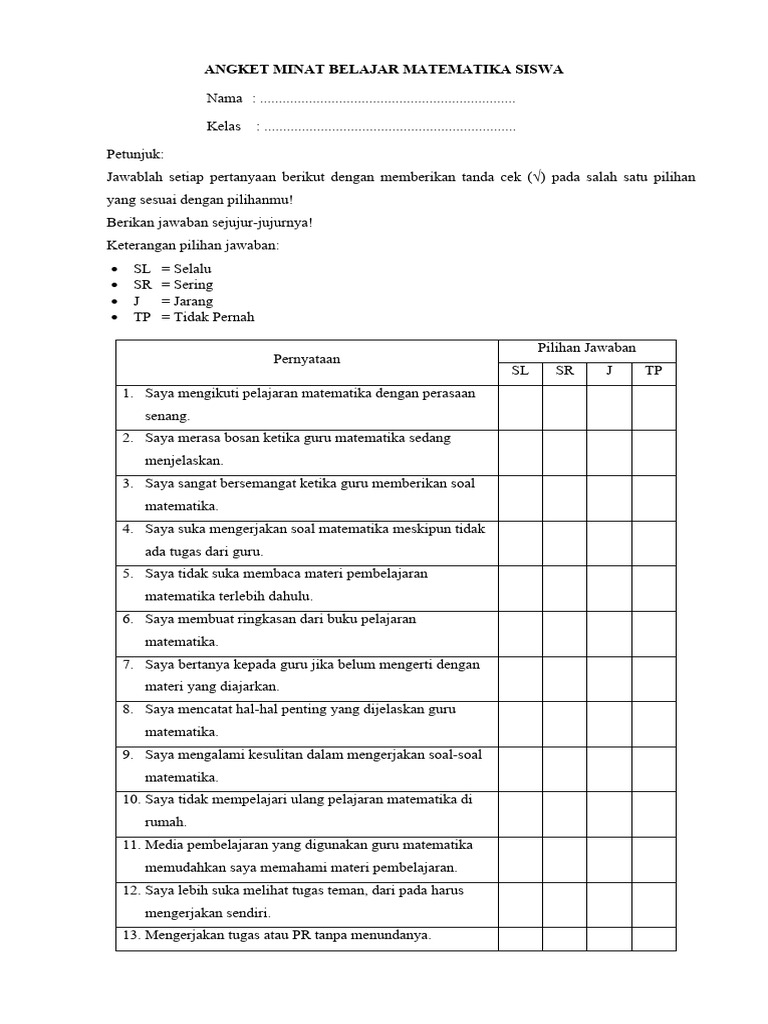 ANGKET Versi Ke 2 | PDF