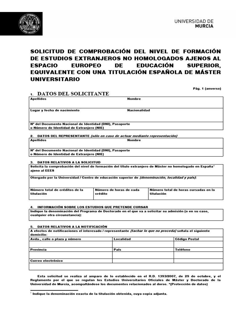 Solicitud Comprobacion Nivel Titulación MASTER | PDF | Derecho