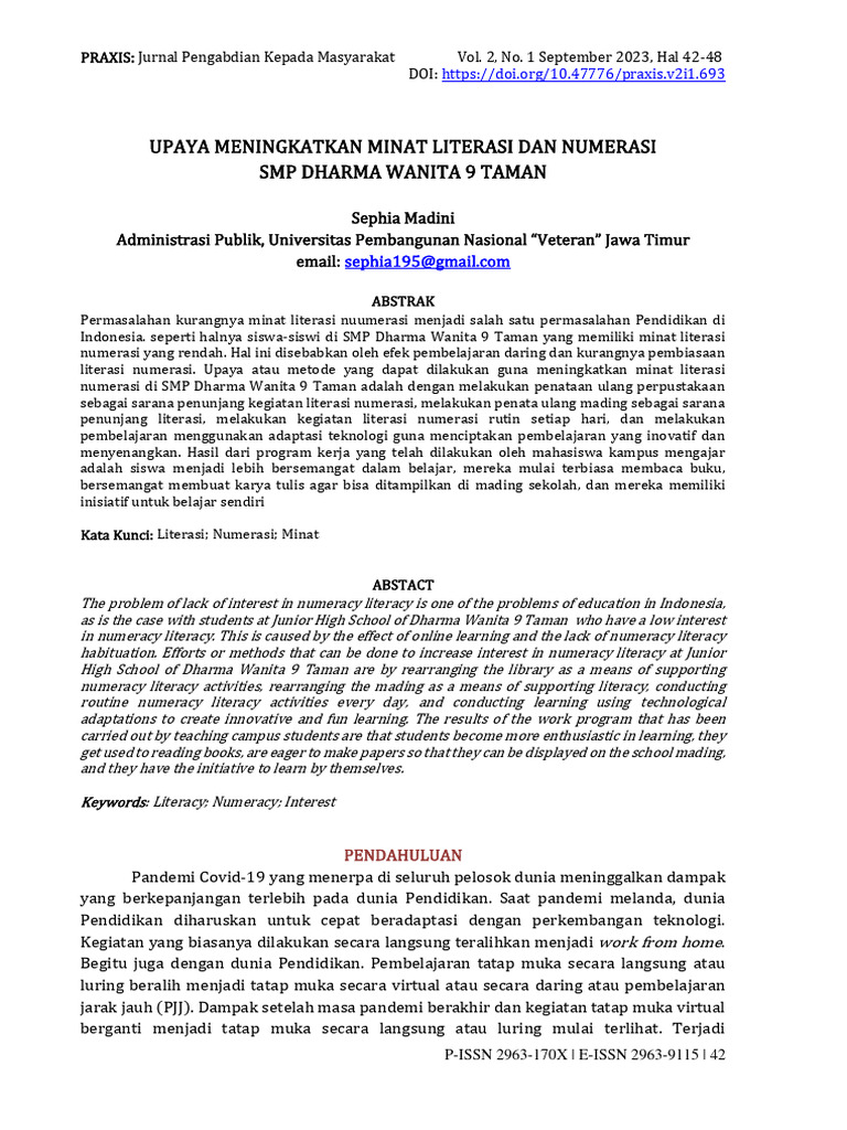 Upaya Meningkatkan Minat Literasi Dan Numerasi SMP | PDF