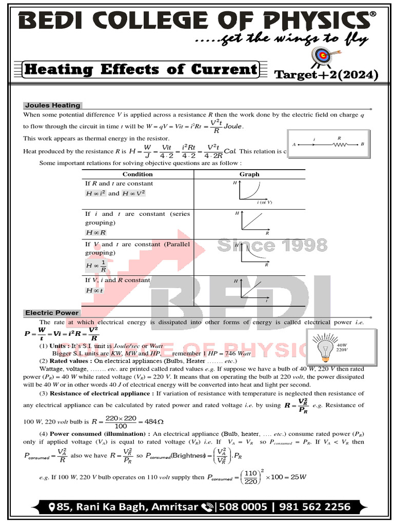 Heating Effects of Current | PDF | Series And Parallel Circuits | Watt