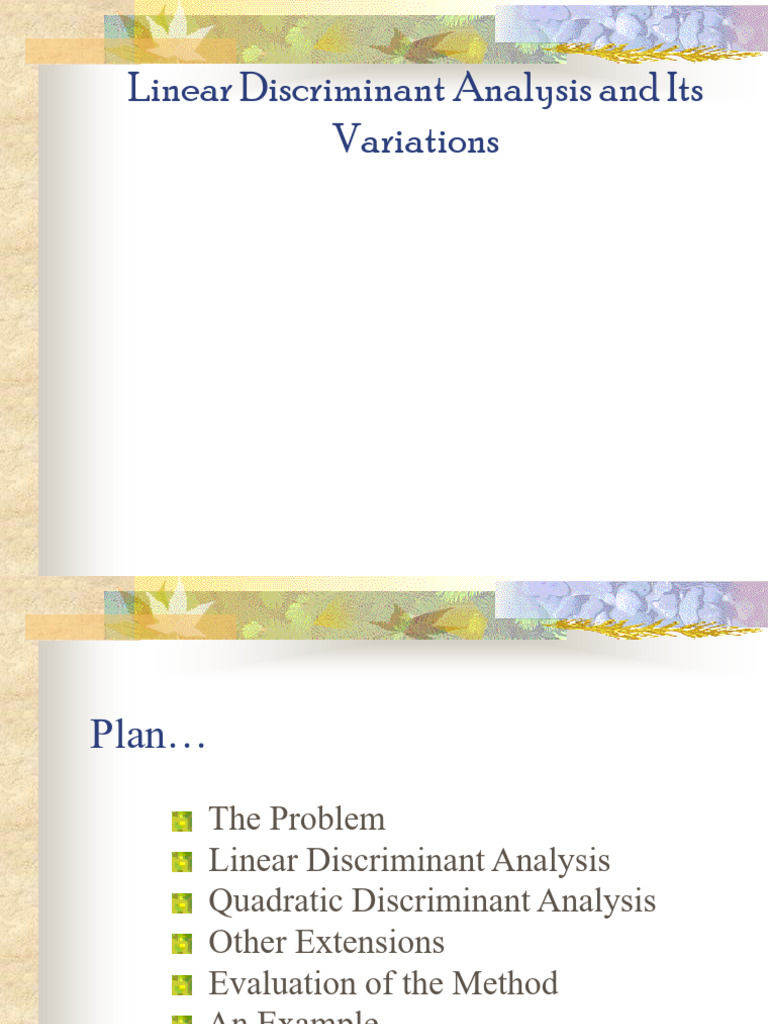 Linear Discriminant Analysis | PDF | Cross Validation (Statistics) | Statistical Classification