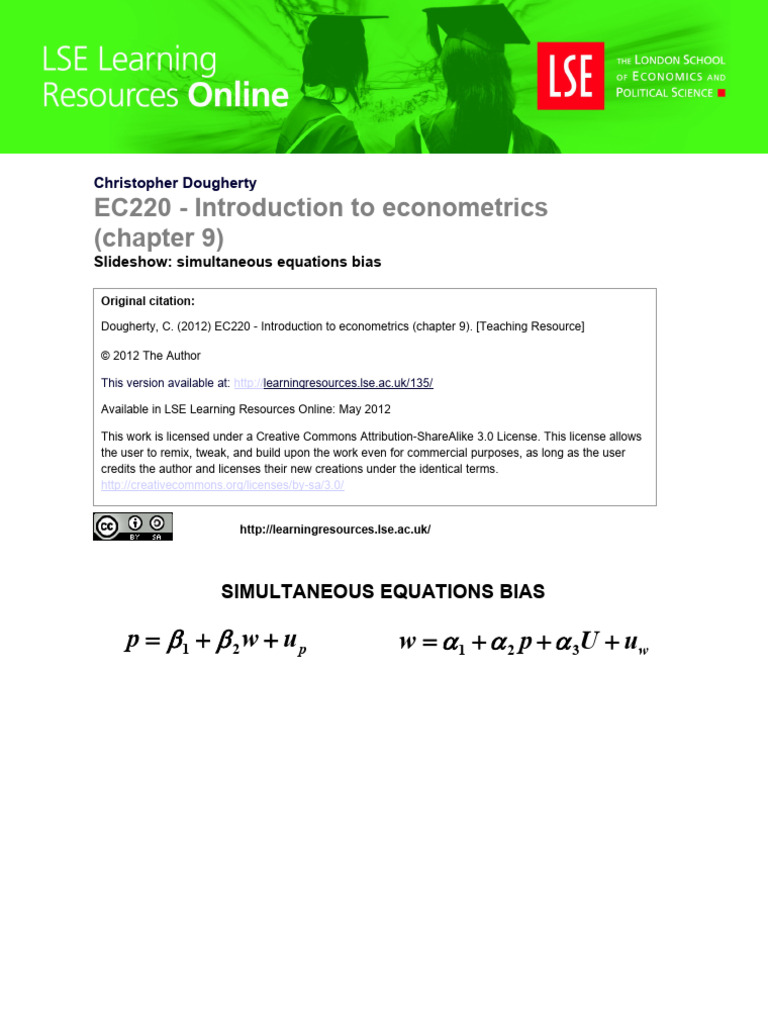 Simultaneous Equation Bias | PDF | Econometrics | Macroeconomics