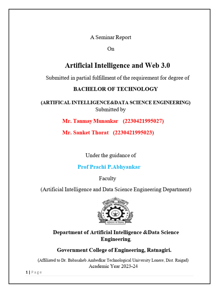Tanmay Sanket Report | PDF | Artificial Intelligence | Intelligence (AI) & Semantics
