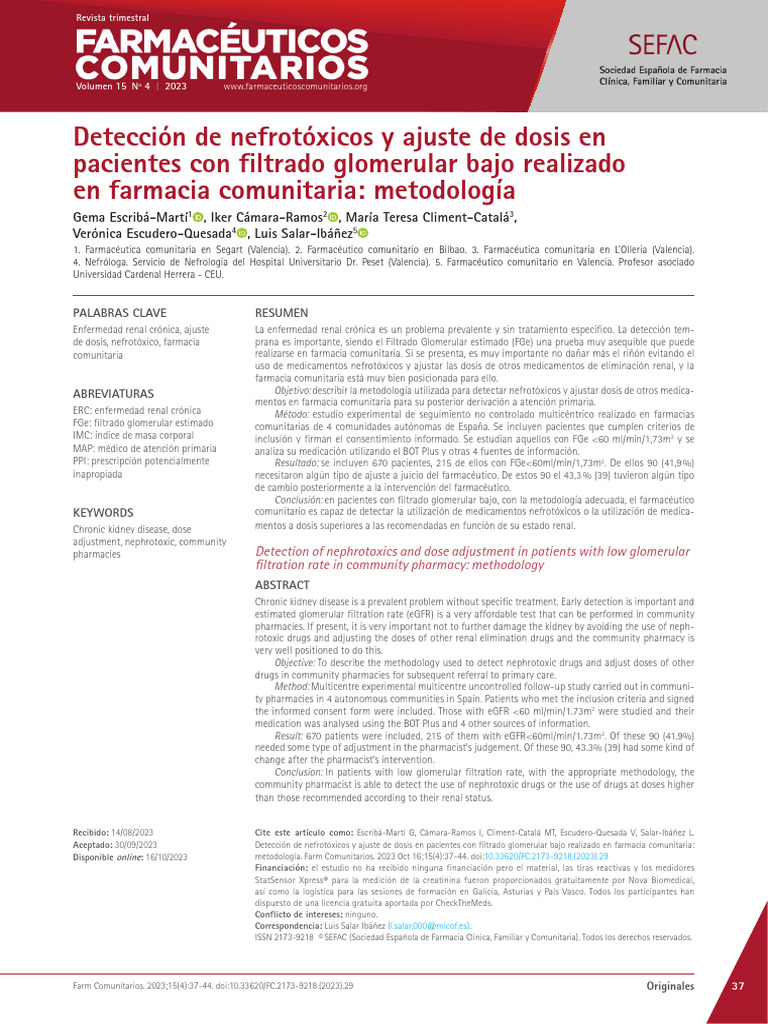 fc23 15 04 05 Nefrotoxicos | PDF | Farmacia | Enfermedad renal crónica