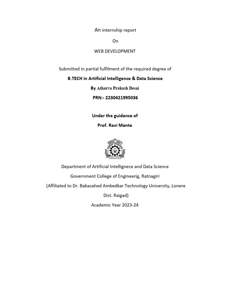 Desai Internship | PDF | Ajax (Programming) | World Wide Web