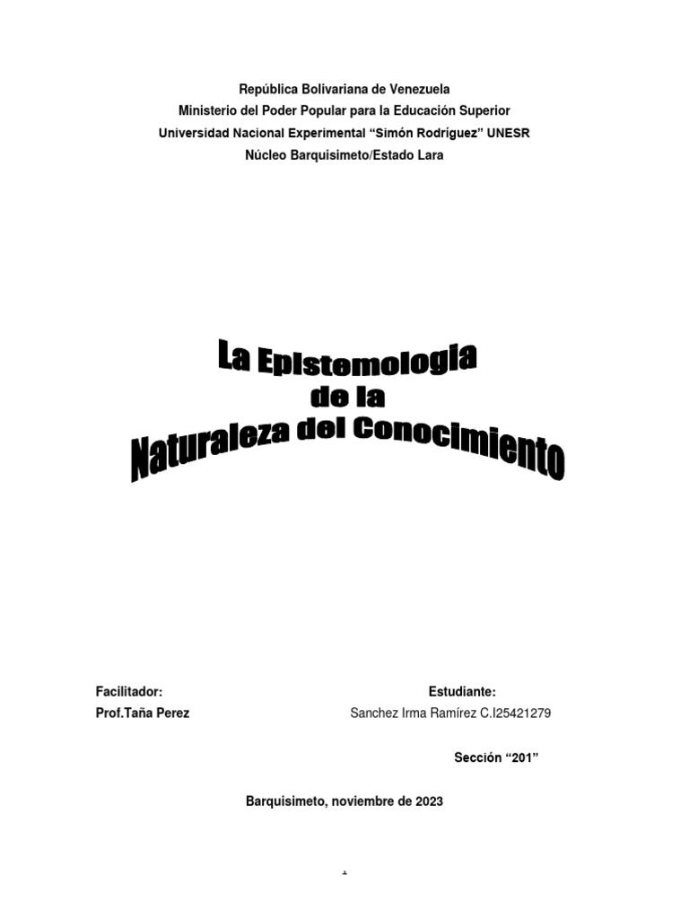 La Epistemologia de La Naturaleza Del Conocimiento | PDF | Constructivismo (filosofía de la ...
