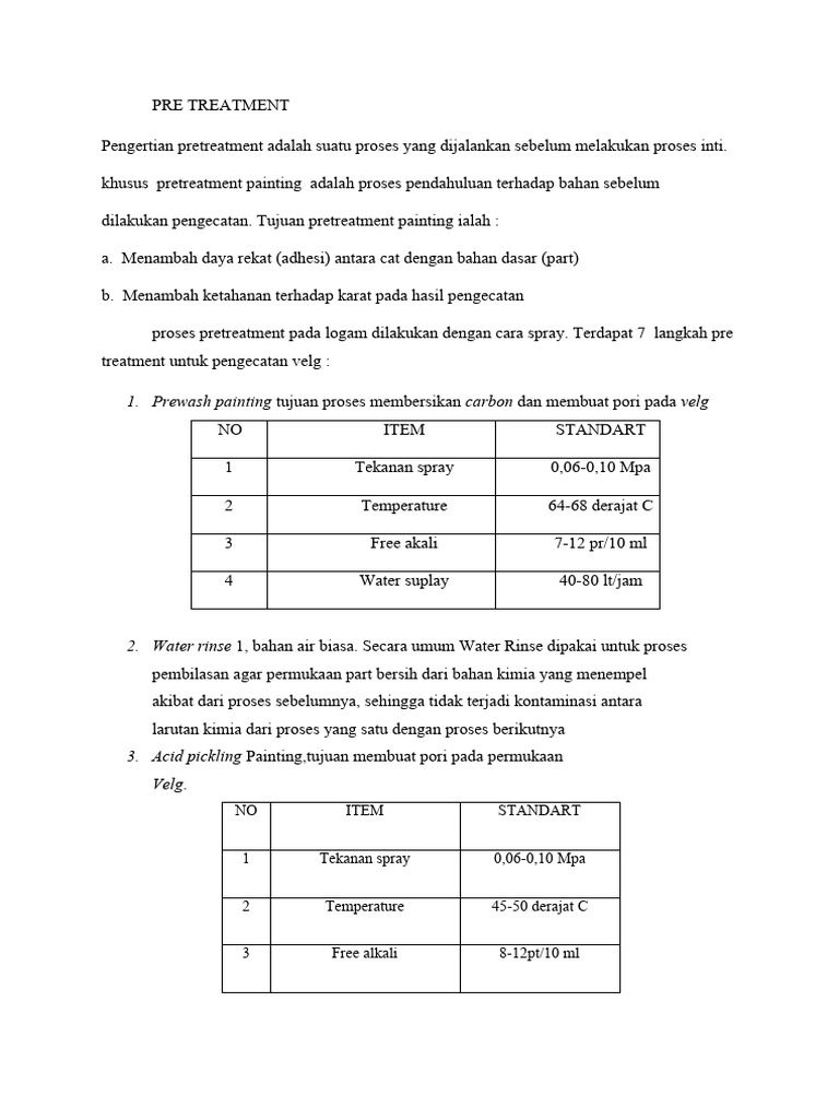 Proses dan Tujuan Pretreatment Painting | PDF