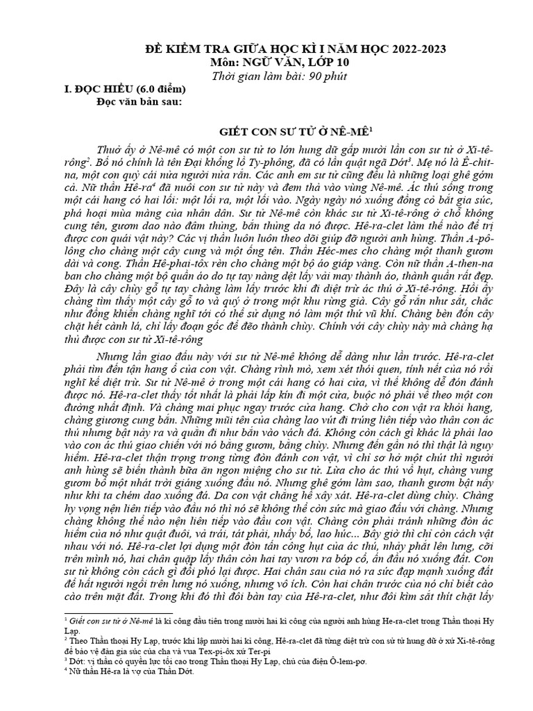 De Minh Hoa Giua Ki I Khoi 10 | PDF