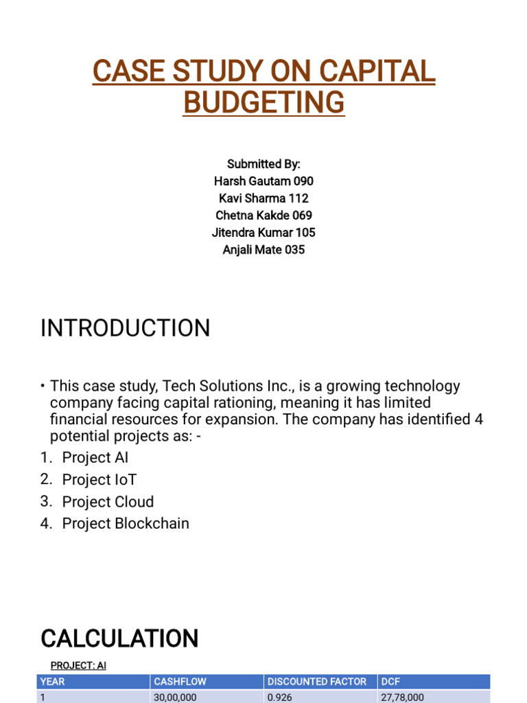 Case Study On Capital Budgeting | PDF | Business | Financial Economics