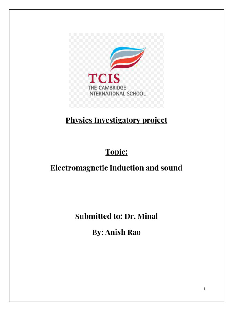 Project On Electromagnetic Induction For Class 12th Physics Pdf Electrical Engineering