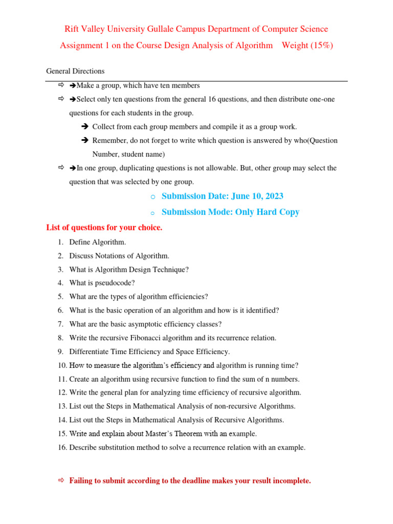 Group Assignment For Design and Analysis of Algorithm | PDF