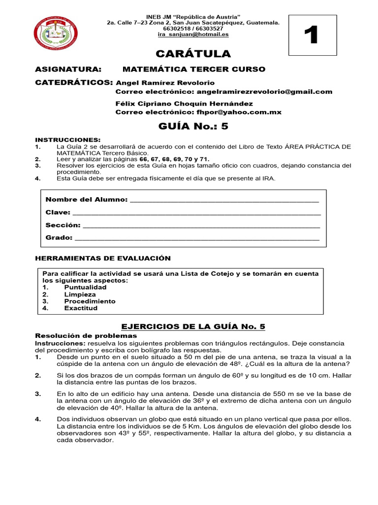 Guía de Ejercicios de Matemática Tercero | PDF | Antena (Radio)