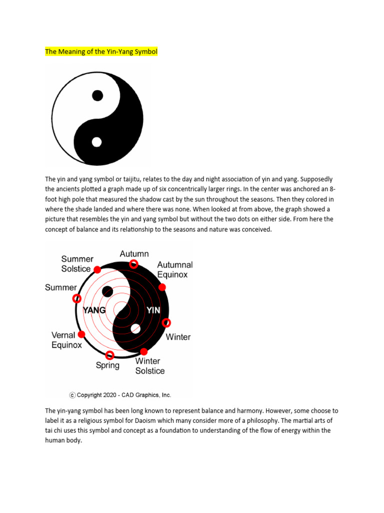 Meaning of The Symbol Yin and Yang | PDF