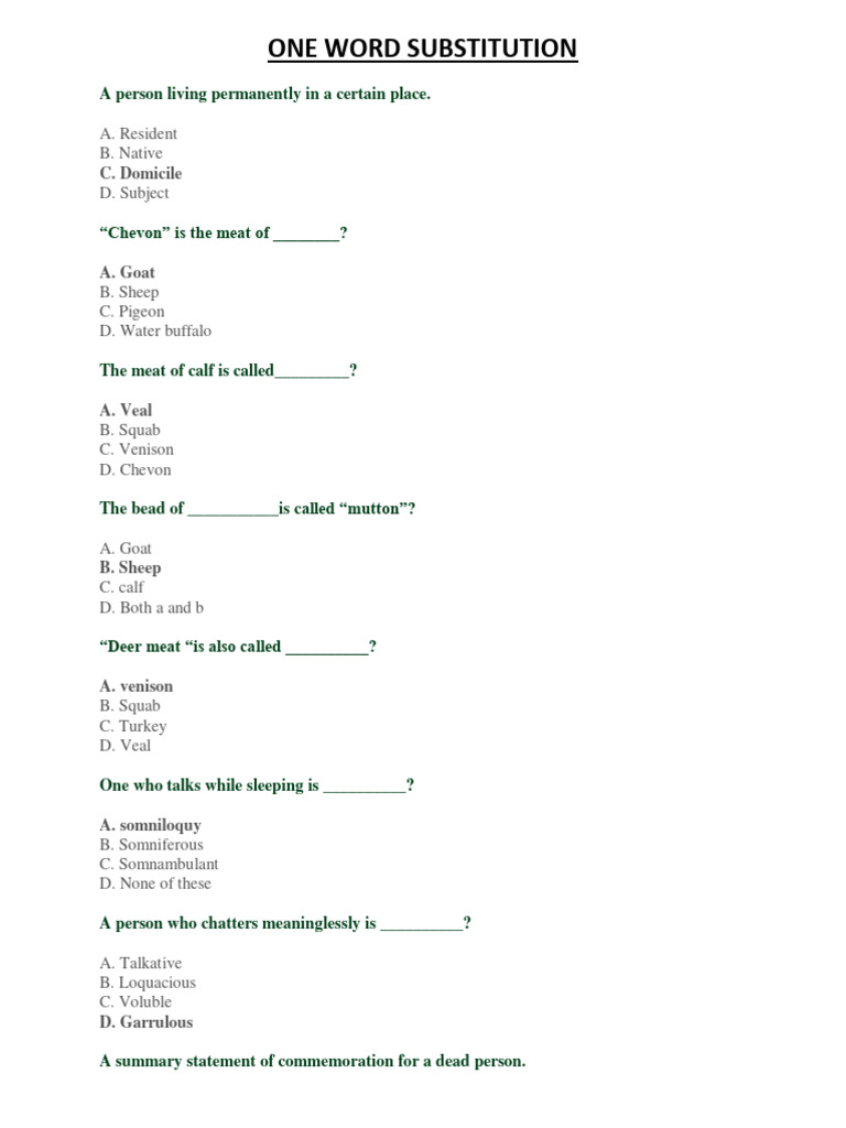 One Word Substitution SST | PDF