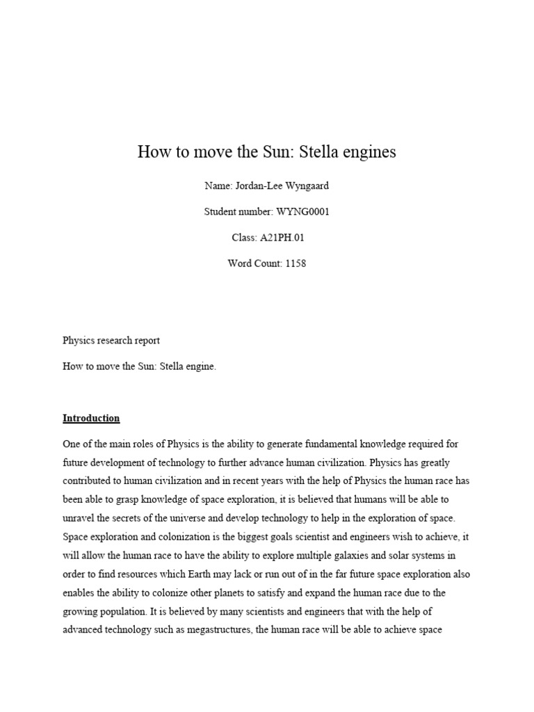 Physics Essay - Stella Engine | PDF | Sun | Stellar Astronomy