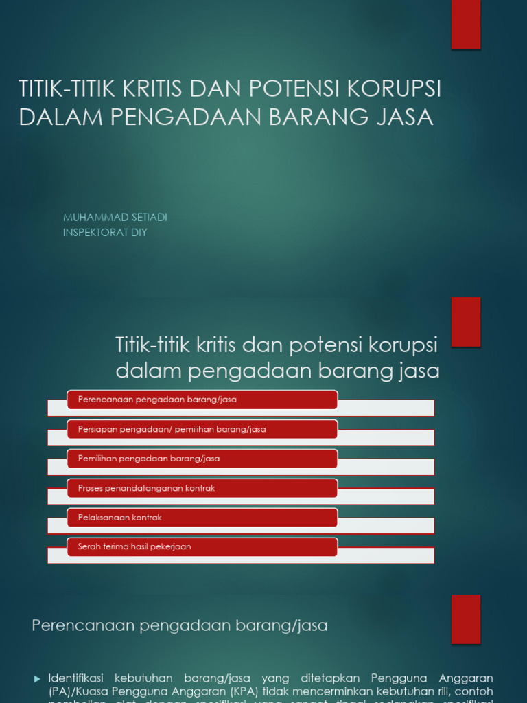 Potensi Korupsi Pengadaan Barang/Jasa | PDF | Bisnis