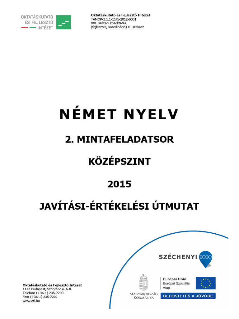 Nemet Nyelv Kozep Irasbeli Javitasi 2 | PDF