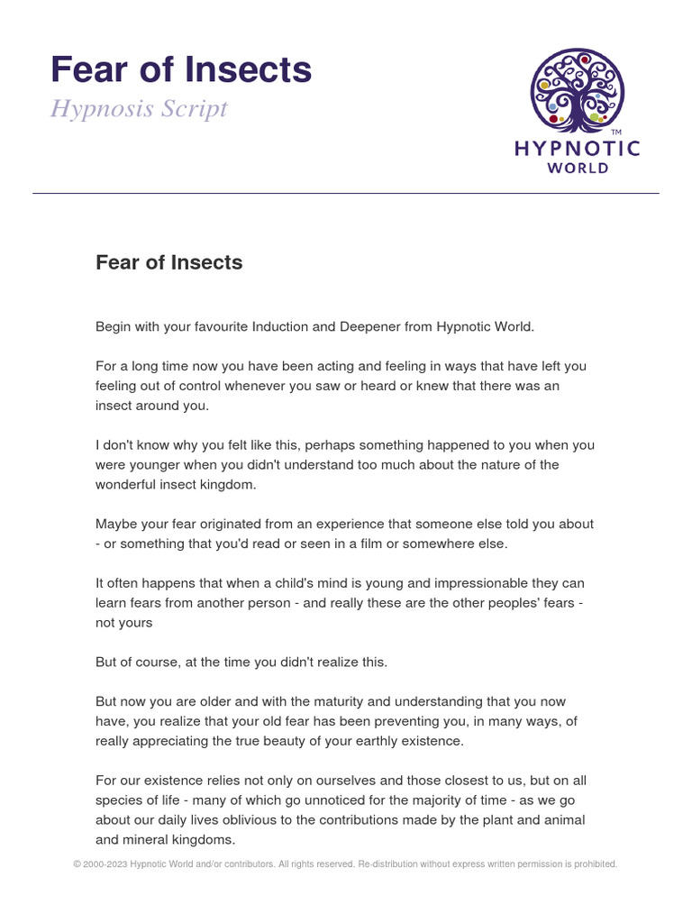 Fear of Insects | PDF | Hypnosis