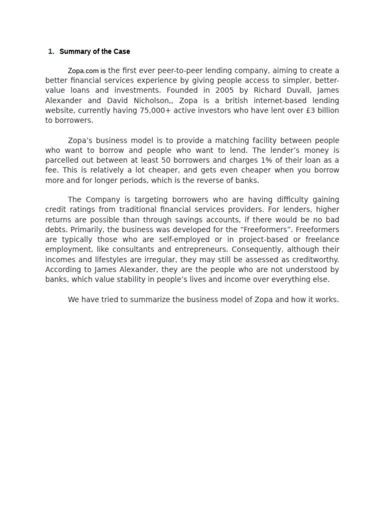 Zopa Case Study | PDF | Loans | E Bay