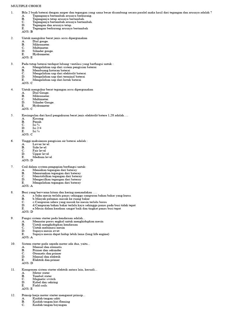 Soal PKSM Kelas Xii TSM | PDF