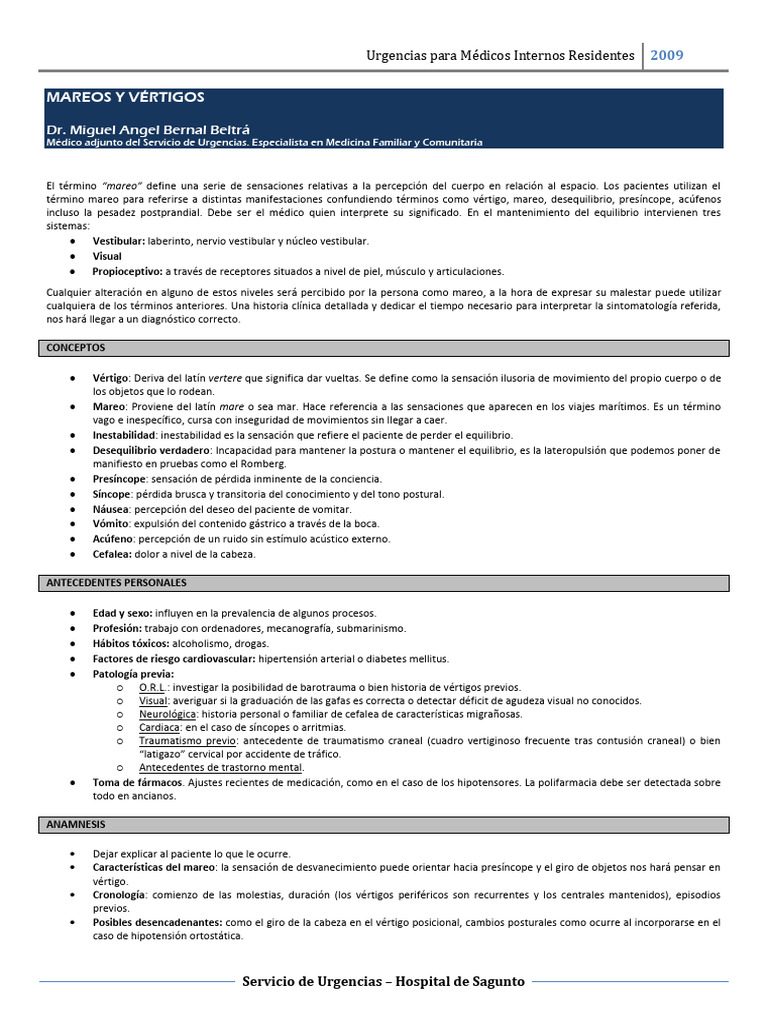 Mareos Vertigos | PDF | Vértigo | Medicina