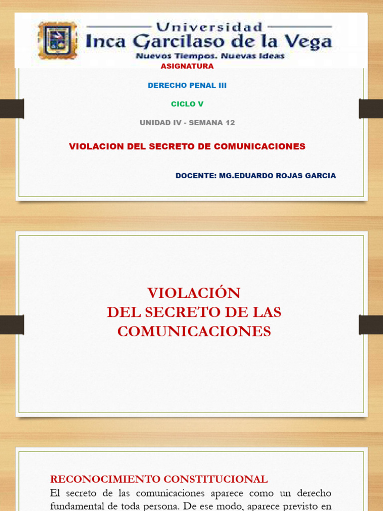 Ppt. Sesion 12 Viol. Del Secreto de Las Comunicaciones | PDF | Derecho penal | Crímenes