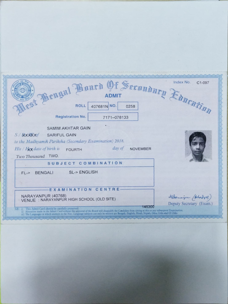 Madhyamik Admit Card Guidelines 2018 | PDF