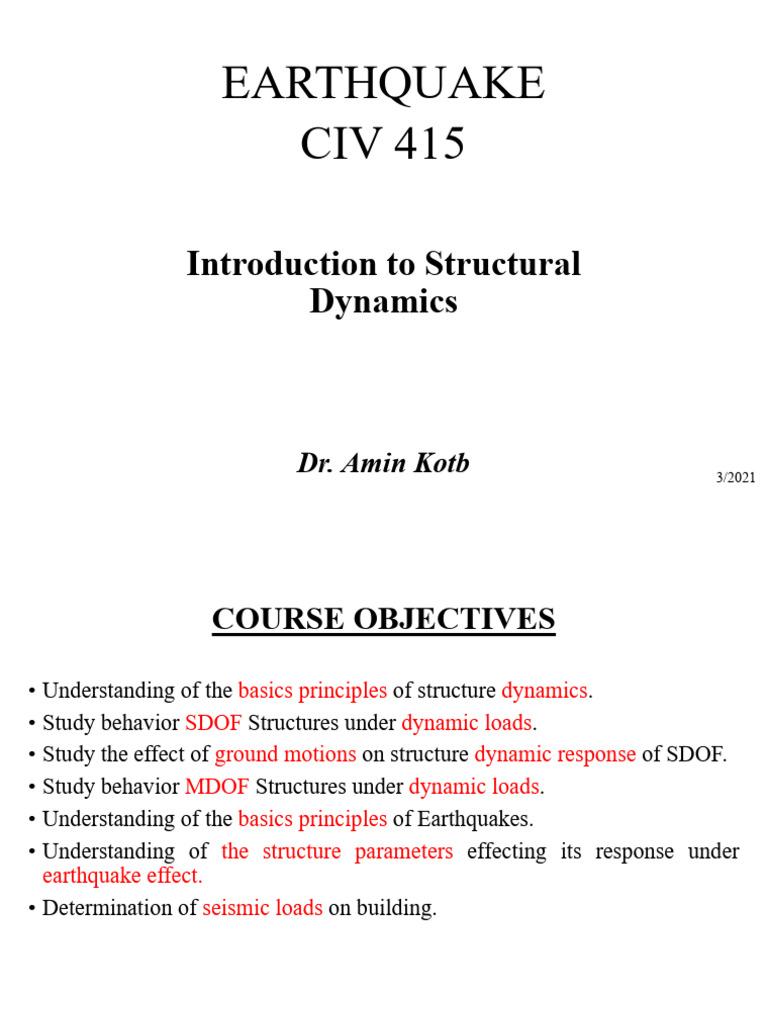 Introduction To Structural Dynamics | PDF | Force | Mass
