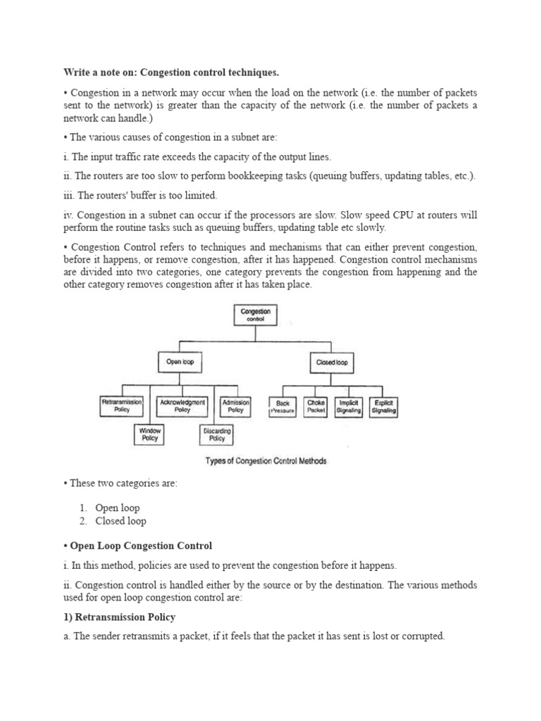 Congestion Control Techniques Pdf Network Congestion Computer Network