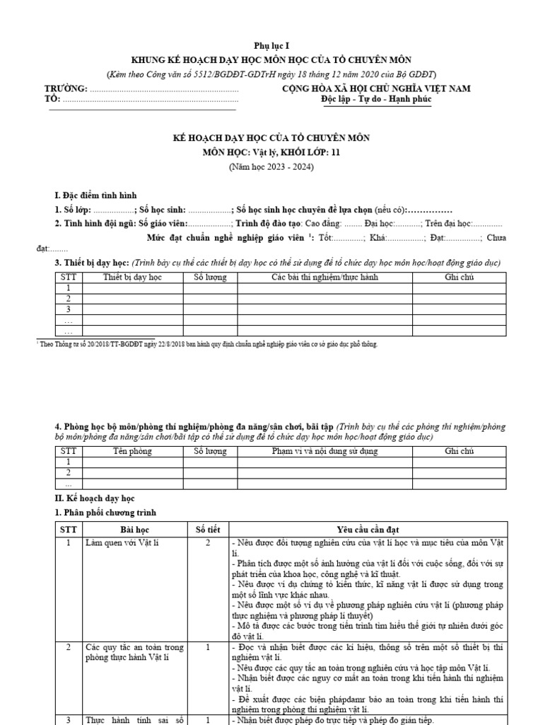 KHDH môn Vật lí 10 KNTT | PDF