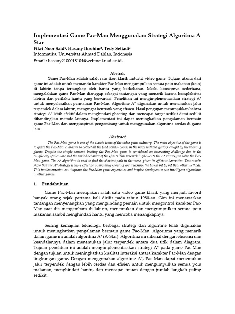 Implementasi Game Pac-Man Menggunakan Strategi Algoritma A Star ...