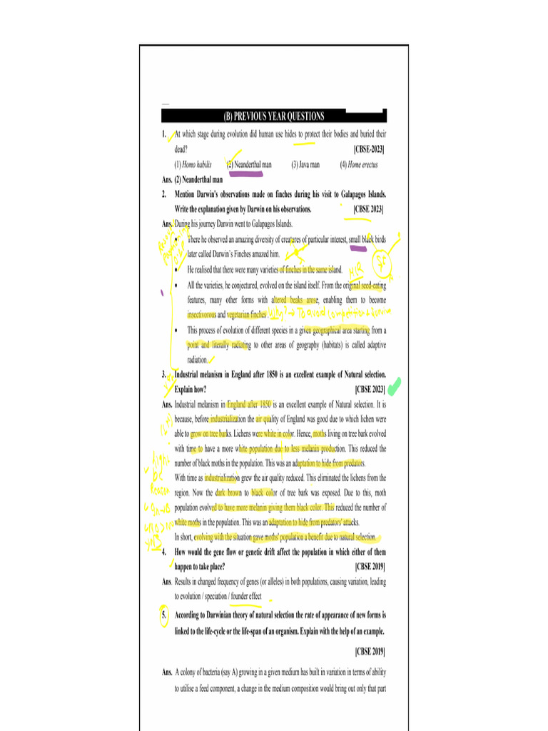 Evolution Most Imp Ques Ans Day-1 | PDF