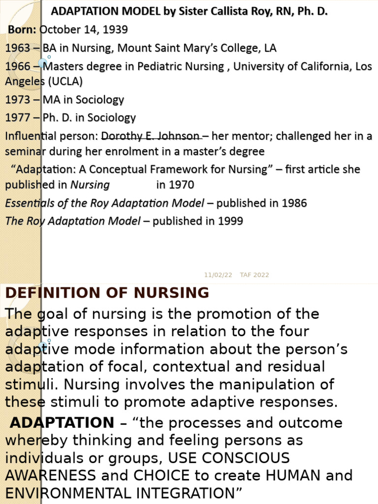 Callista Roy | PDF | Behavior | Nursing