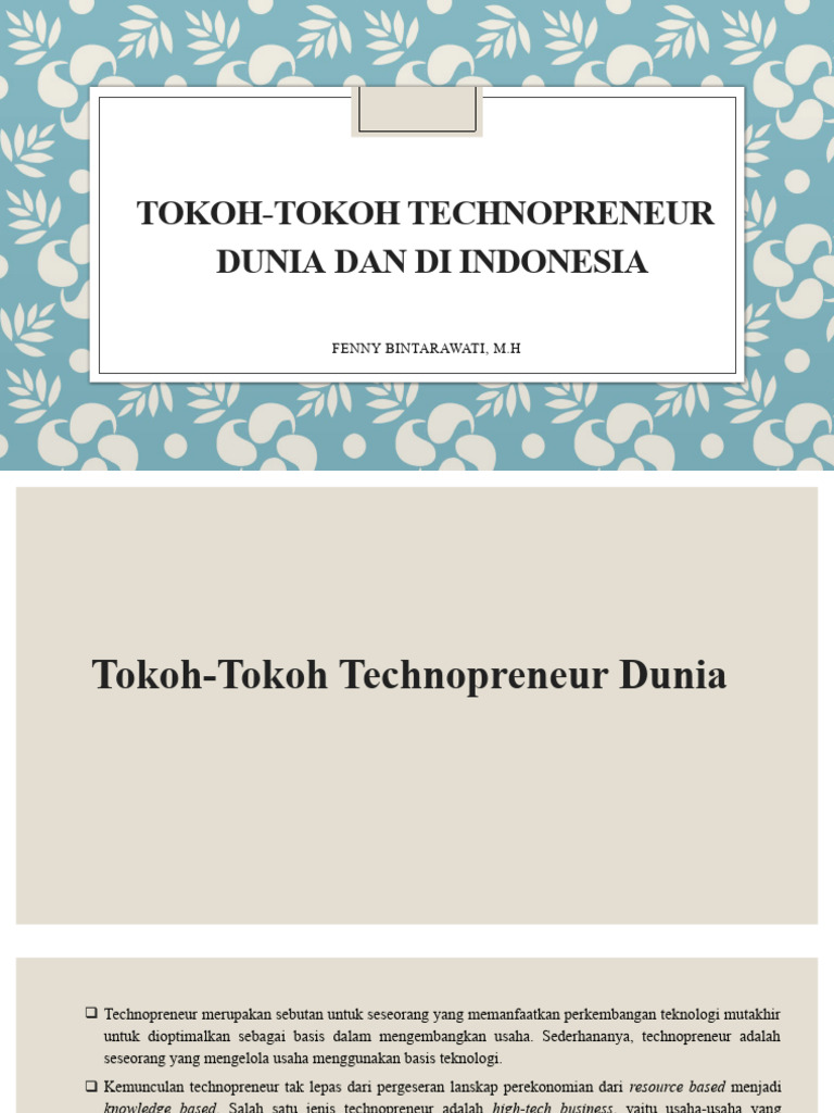 Pertemuan Ke 10. Technopreneur Di Dunia Dan Di Indonesia | PDF