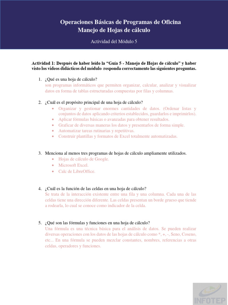 Actividad - Modulo 5 | PDF | Hoja de cálculo | Microsoft Excel