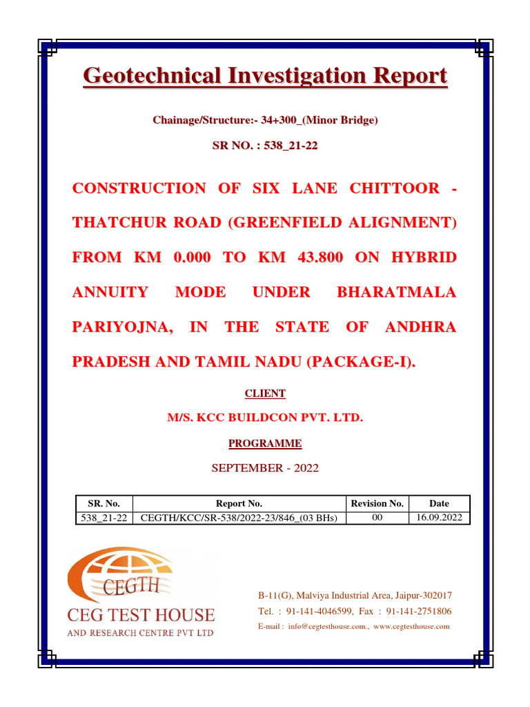 SR-538 - GTIR - CH-34+300 - MNB - 03 BHs | PDF | Geology | Materials