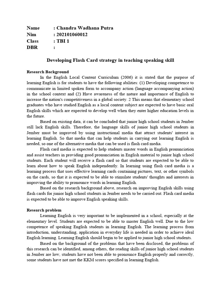 DBR Proposal by Chandra Wadhana Putra 202101060012 | PDF | Flashcard | Data